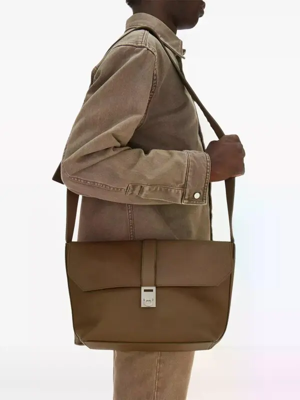 FERRAGAMO Gancini-plaque Leather Messenger Bag - Brown