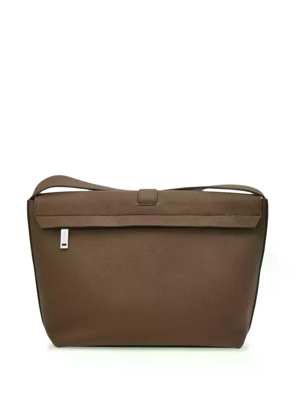 FERRAGAMO Gancini Plaque Leather Messenger Bag