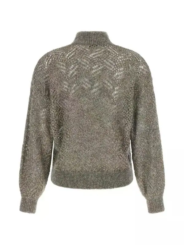 Brunello Cucinelli Dazzling Abstract Leaf Sequin-embellished Sweater