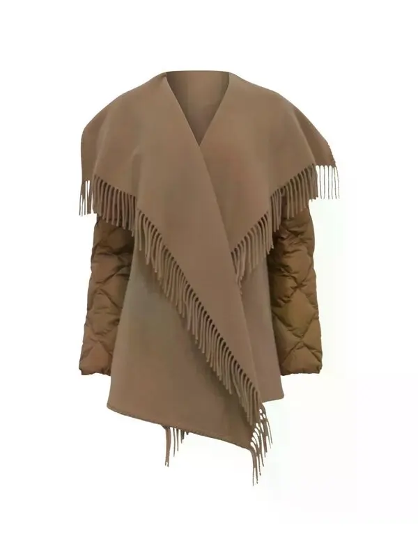 Moncler Fringed Quilted-sleeve Jacket - Neutrals