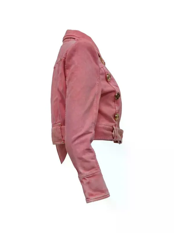 Balmain Belted Cropped Denim Jacket