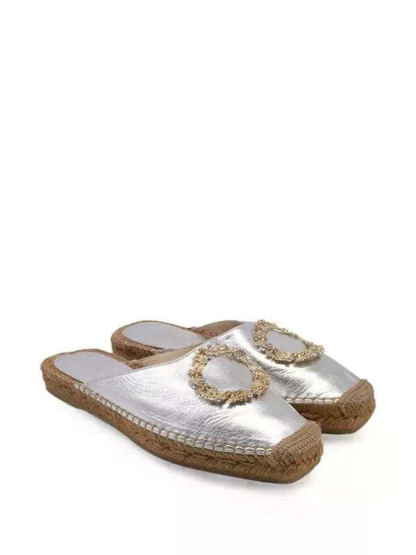 JIMMY CHOO Nadene Embellished Espadrilles - Silver
