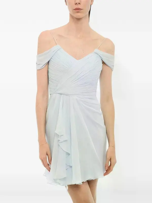 Costarellos Draped Ruffled Mini Dress
