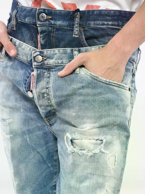 Dsquared2 Twin Pack Distressed Layered-waist Skinny Jeans