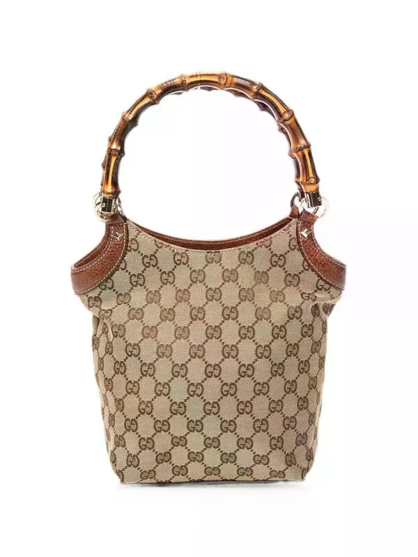 Gucci Small Bamboo Monogram-pattern Tote Bag - Brown