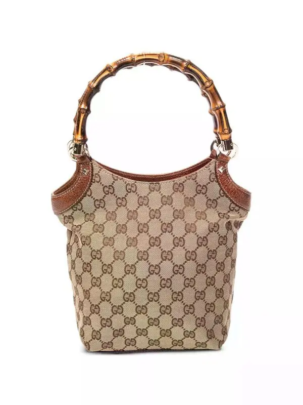 Gucci Small Bamboo Monogram-pattern Tote Bag - Brown