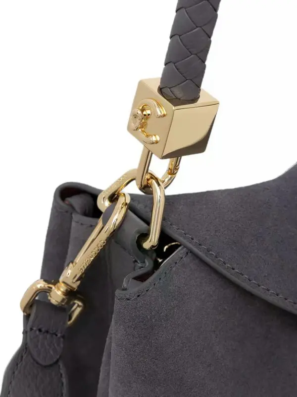 COCCINELLE Medium Tiggy Braided-handle Suede Shoulder Bag - Grey