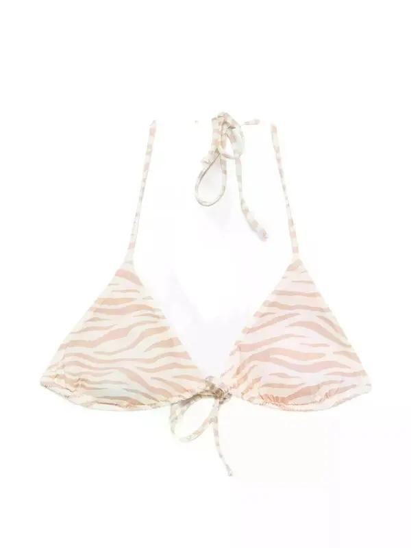 MC2 SAINT BARTH Leah Zebra-print Triangle Bikini Top - Neutrals