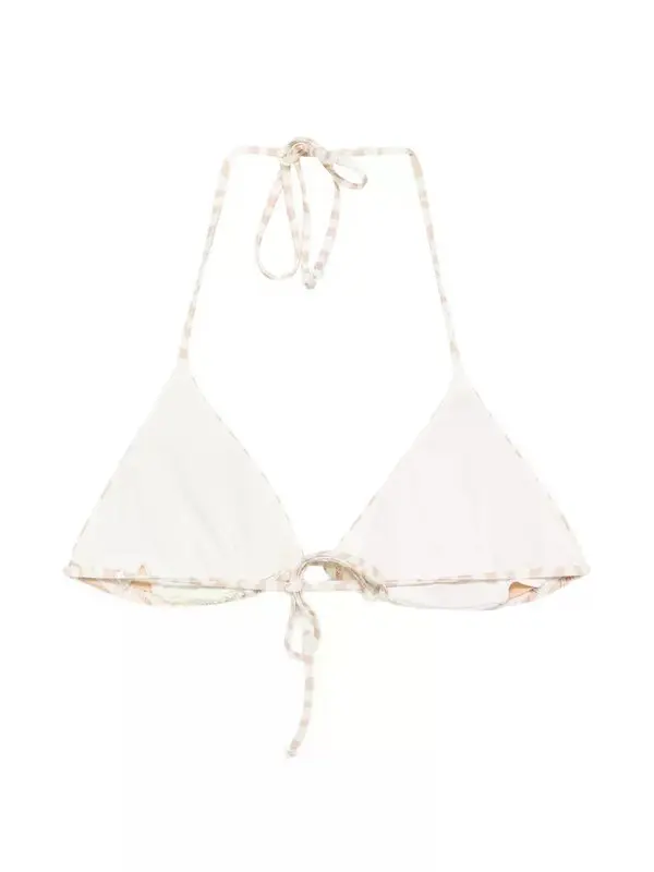 MC2 SAINT BARTH Leah Zebra-print Triangle Bikini Top - Neutrals