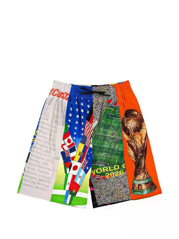 PLEASURES World Cup Graphic-print Shorts - Grey