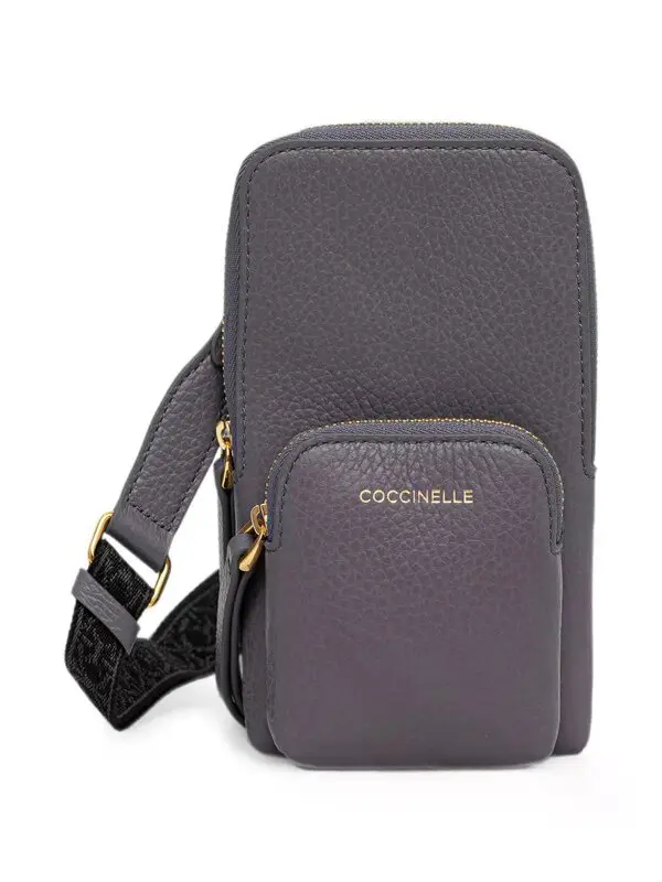 COCCINELLE Mini Pixie Grained-leather Phone Bag - Grey