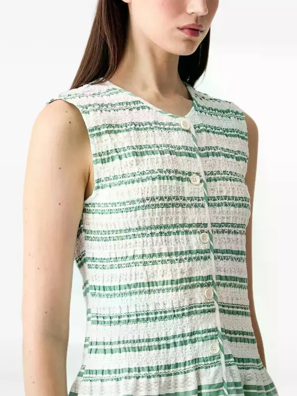 Stine Goya Smocked Striped Mini Dress
