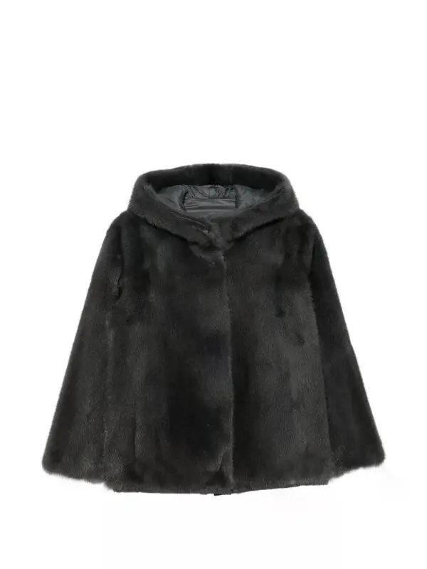 MANZONI 24 Hooded Fur Jacket - Grey
