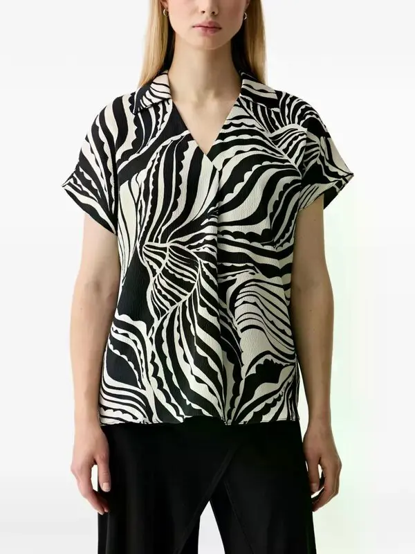 Joseph Ribkoff Abstract-print Short-sleeve Blouse - Black