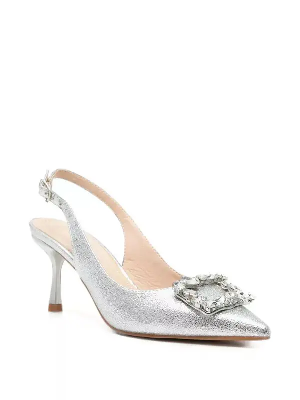 TWENTY FOURHAITCH Crystal-detail Slingback Heeled Pumps