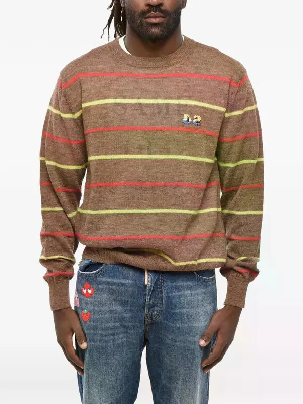 Dsquared2 Striped Embroidered Sweater - Brown