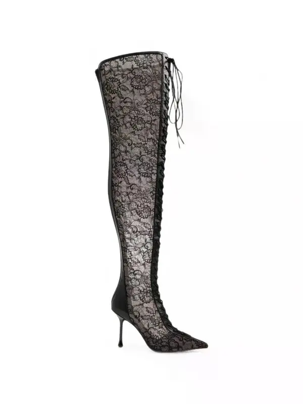 JIMMY CHOO Scarlett Lace-up Over-the-knee Boots - Black