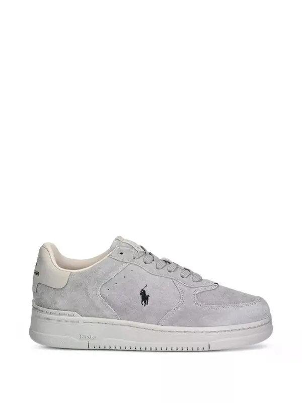 Polo Ralph Lauren Mastr Ct Rib Logo-embroidered Suede Sneakers - Grey