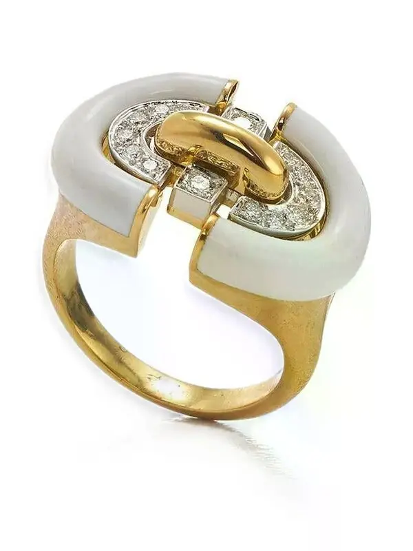 David Webb Unity Diamond And Enamel Ring