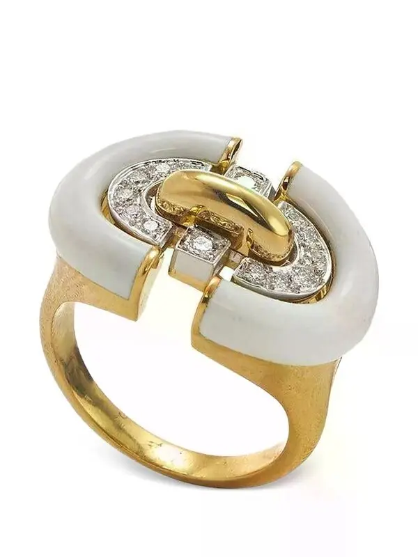 David Webb Unity Diamond And Enamel Ring