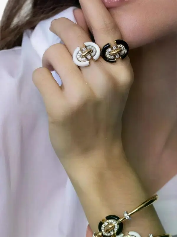 David Webb Unity Diamond And Enamel Ring