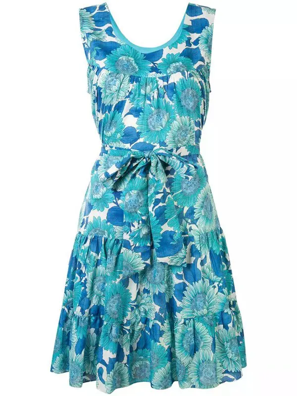 BAMBAH Floral Print Flared Dress - Blue