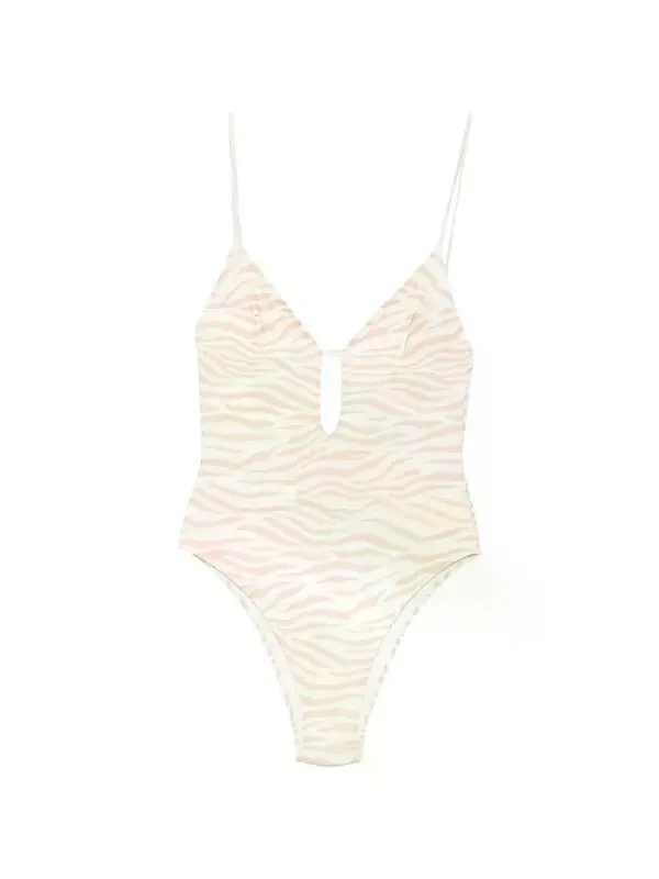 MC2 SAINT BARTH Crunchy Zebra-print Swimsuit - Neutrals