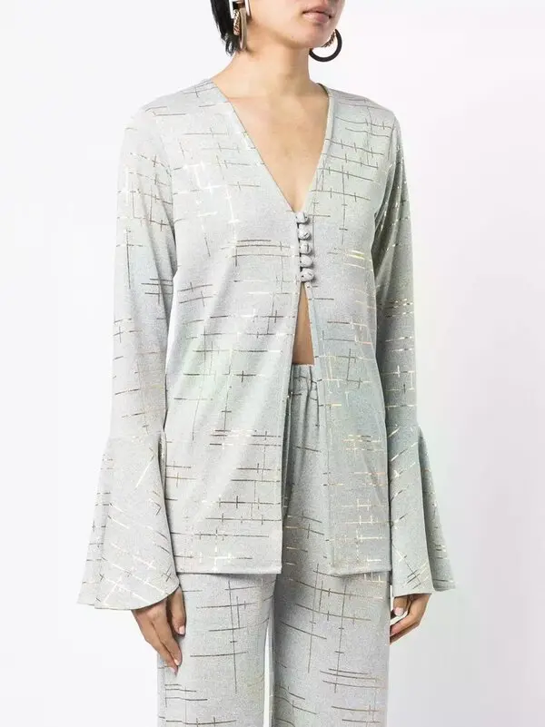 BAMBAH Metallic-print V-neck Blouse