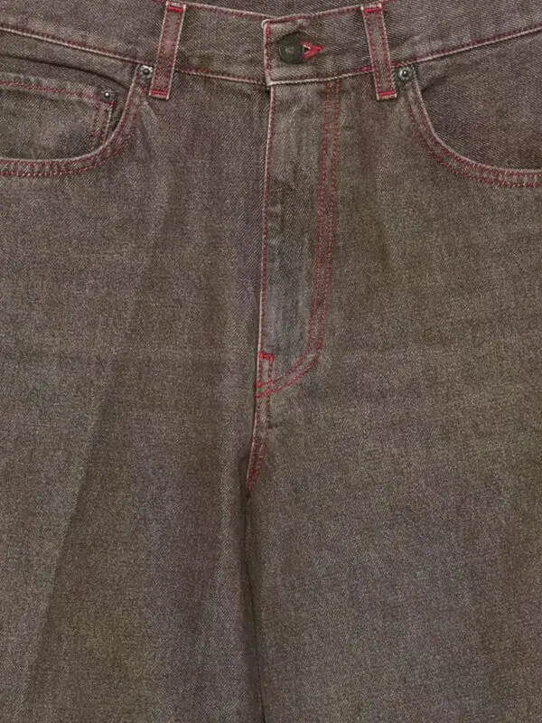6397 Contrast-stitch Straight-leg Jeans - Brown