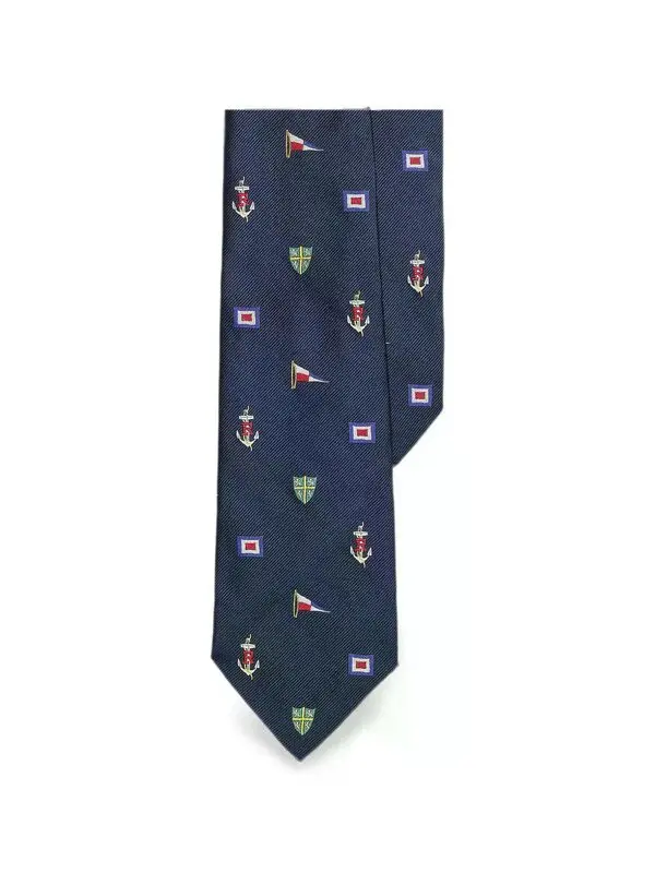 Polo Ralph Lauren Nautical-embroidered Silk Tie - Blue