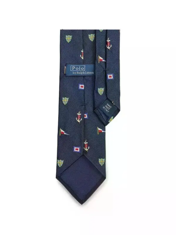 Polo Ralph Lauren Nautical-embroidered Silk Tie