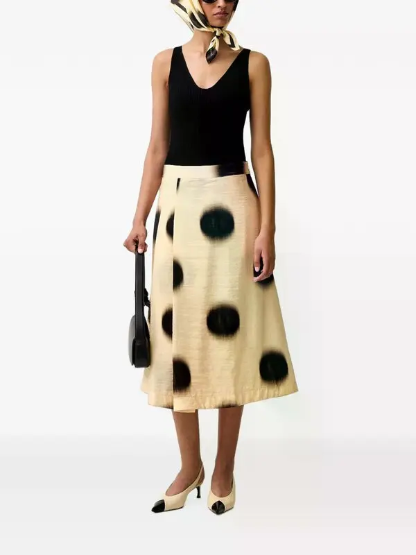 Stine Goya Polka-dot Pleated Midi Skirt - Yellow