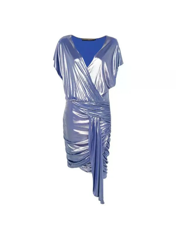 SIMONA CORSELLINI Metallic-finish Ruched Mini Dress - Blue