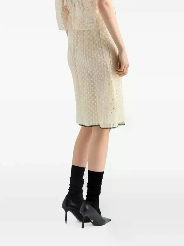 Prada Embroidered Lace Skirt