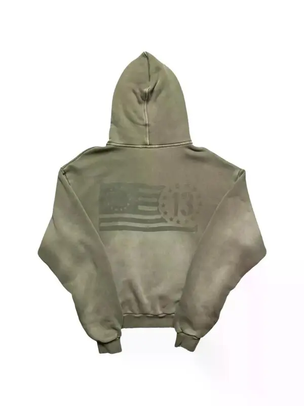 THIRTEEN STUDIOS Faded-effect Flag-print Hoodie