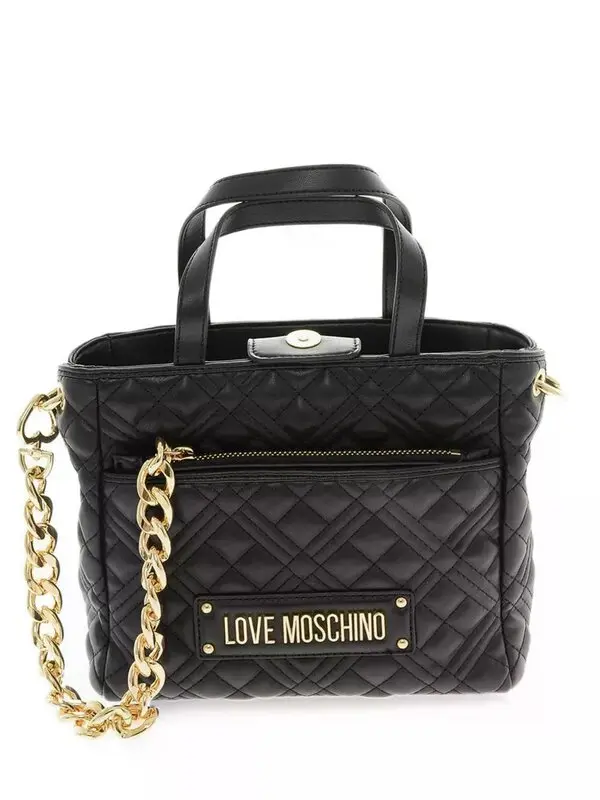 Moschino Quilted Logo-plaque Tote Bag - Black