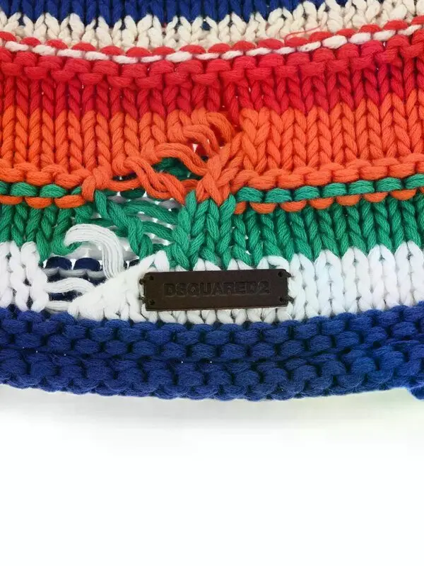 Dsquared2 Distressed Striped Beanie Hat