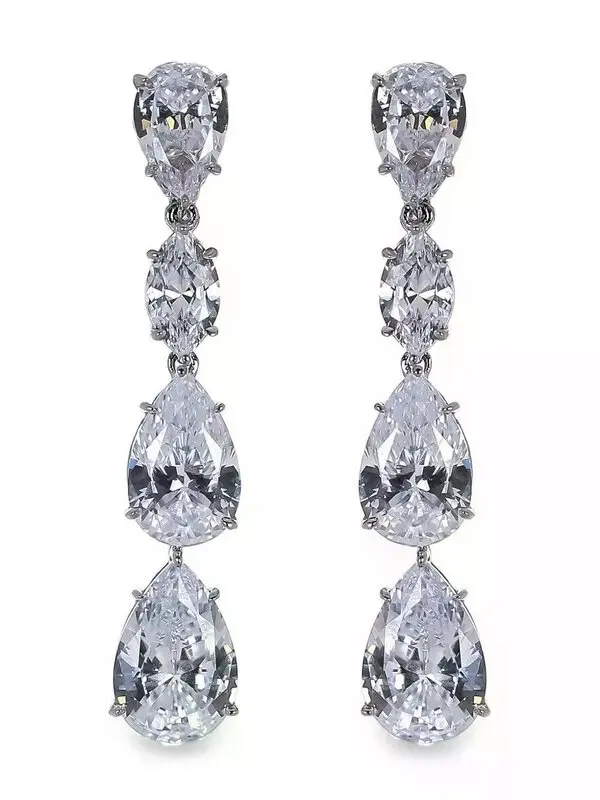 FANTASIA BY DESERIO Pear Marquise Drop Earrings - Silver