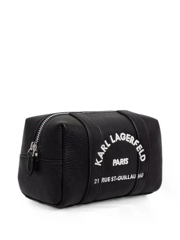 Karl Lagerfeld Logo-embroidered Grained-texture Make Up Bag