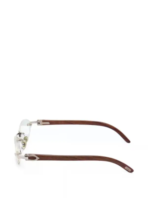 Cartier 2000s Rimless Wood Glasses - Silver