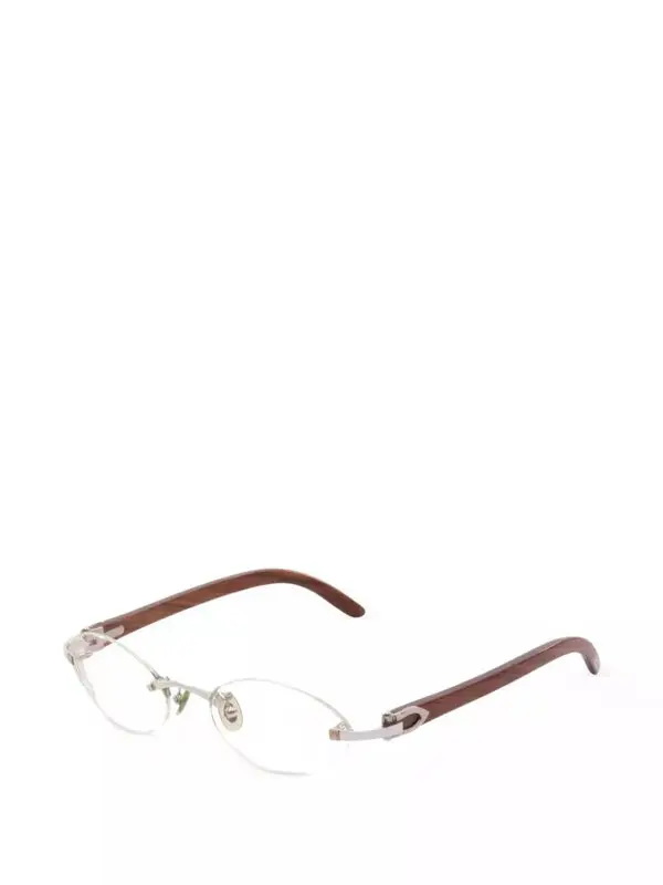 Cartier 2000s Rimless Wood Glasses - Silver