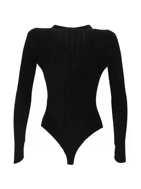 Elisabetta Franchi Ribbed-knit Logo-plaque Bodysuit - Black