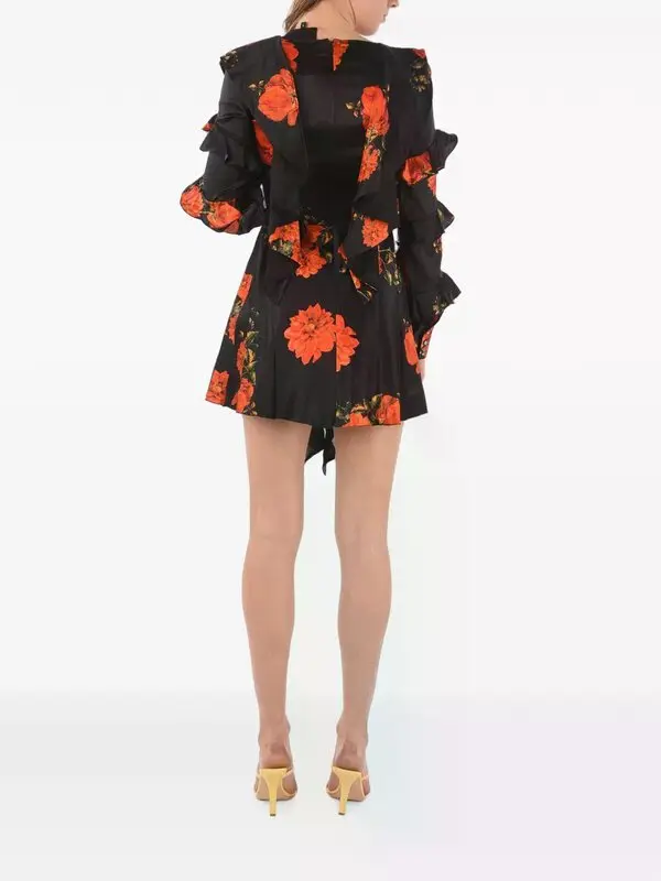 Philipp Plein Floral-print Ruffled Mini Dress