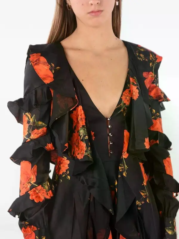 Philipp Plein Floral-print Ruffled Mini Dress