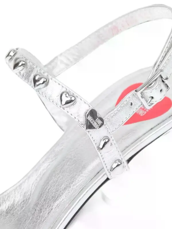 Moschino Love Heart-stud Laminated Leather Sandals