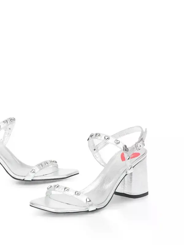 Moschino Laminated Leather Sandals With Heart Studs