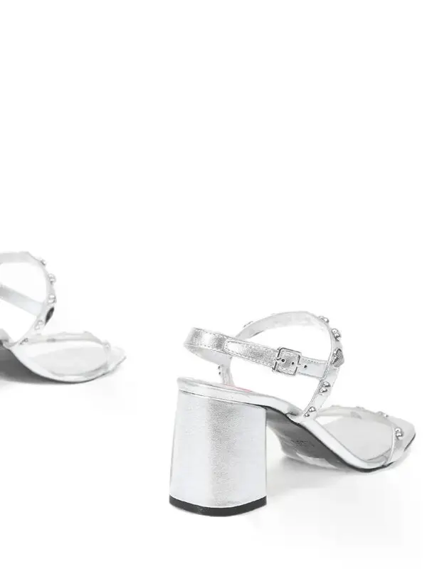Moschino Laminated Leather Sandals With Heart Studs