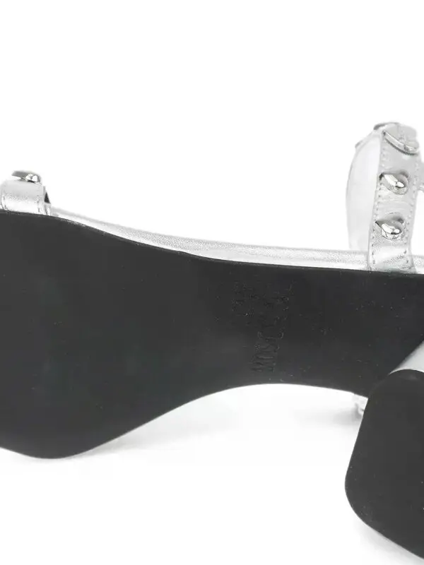 Moschino Laminated Leather Sandals With Heart Studs