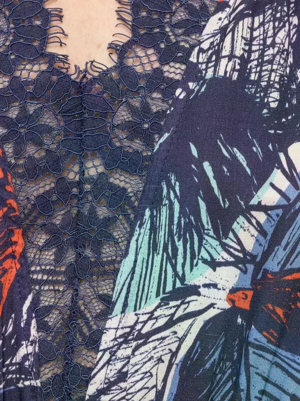 NISSA Lace-detail Viscose Midi Dress