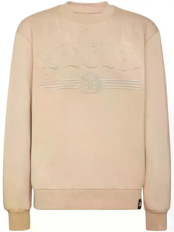 Philipp Plein Gothic Plein-embossed Round-neck Sweatshirt - Neutrals